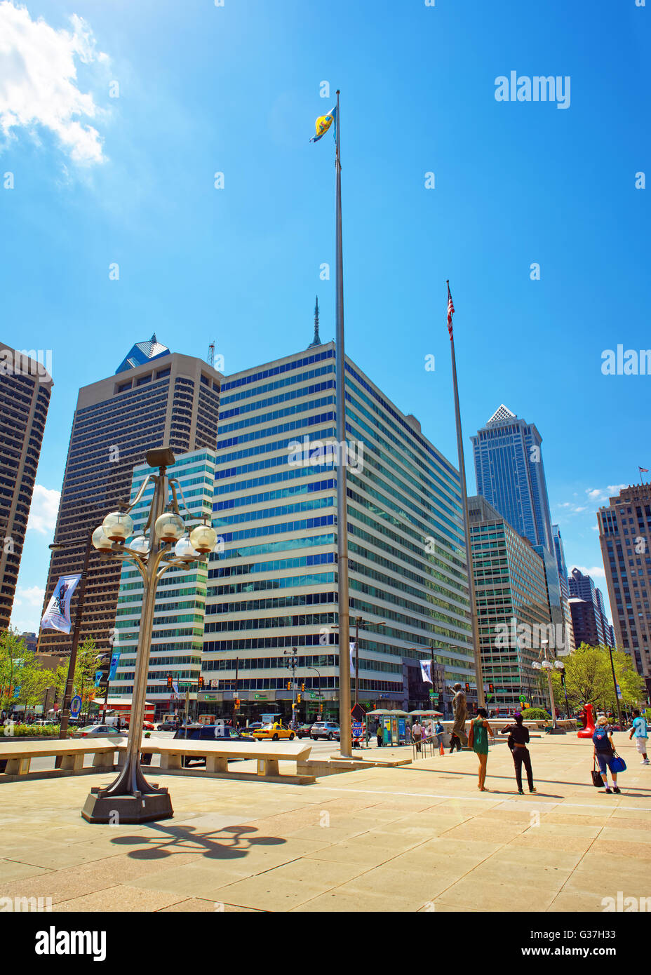 Penn Center and skyline of skyscrapers in Philadelphia, Pennsylvania ...
