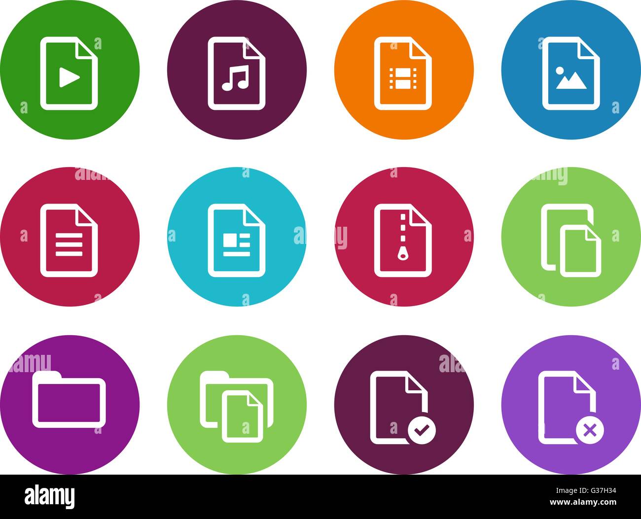 Set of Files circle icons on white background Stock Vector Image & Art ...