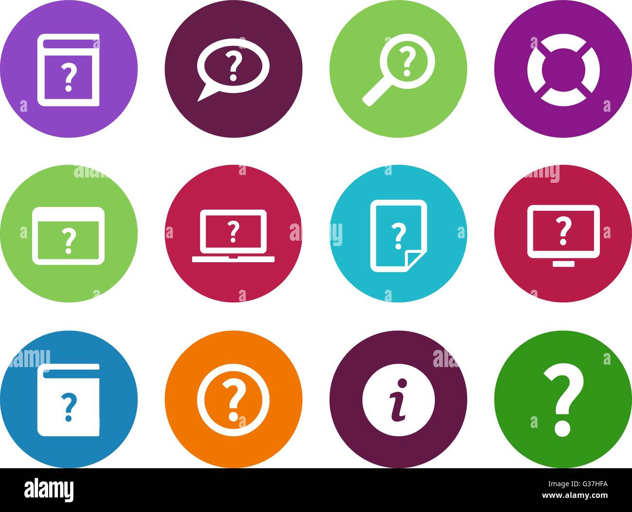 Help and FAQ circle icons on white background Stock Vector Image & Art ...