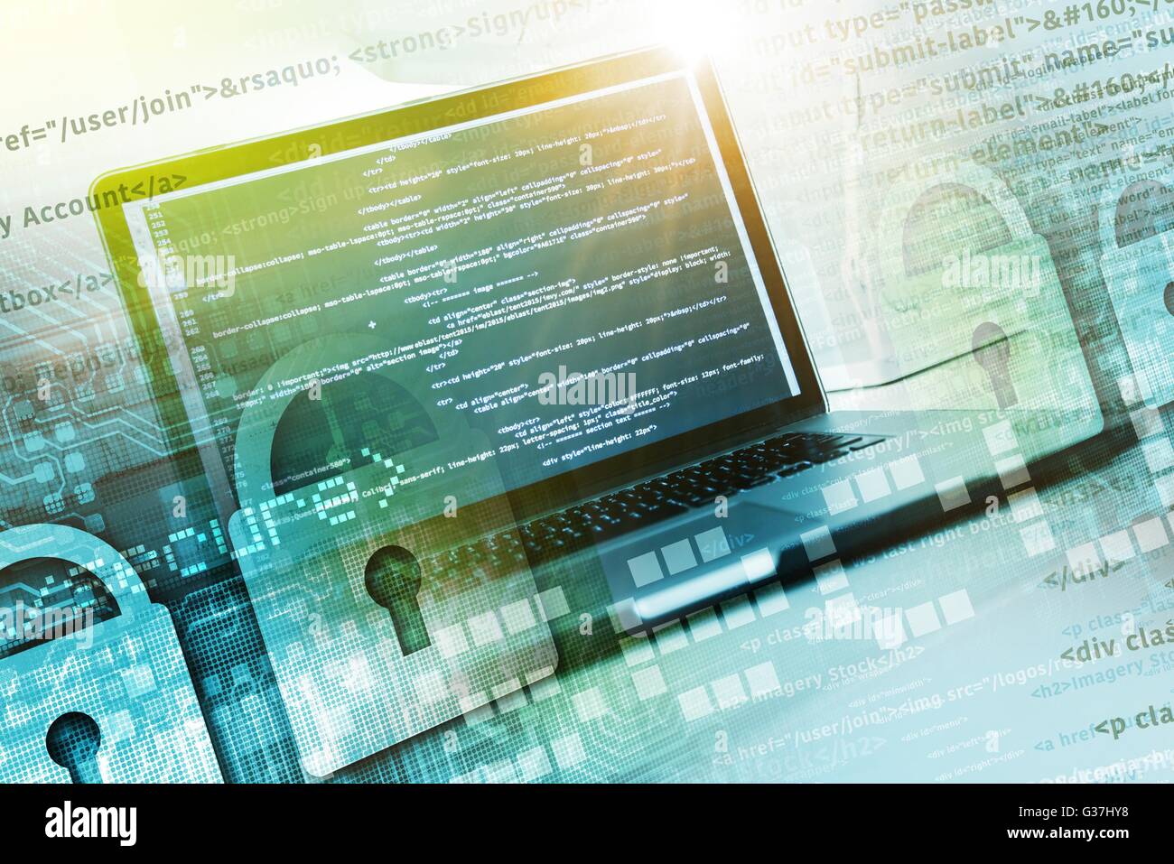 Developing Safe Website. Secured Website Programming Stock Photo - Alamy
