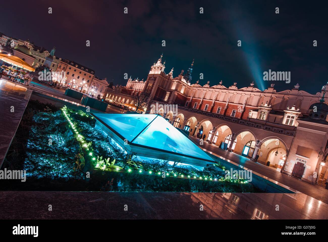 Magnificent Krakow at Night. Cracow Market Square During Late Night ...