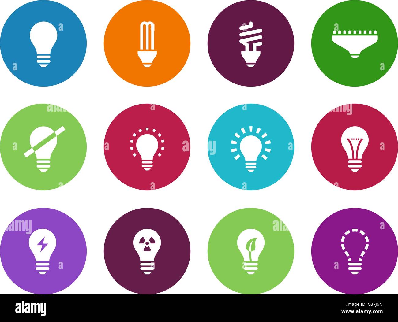 Light bulb and CFL lamp circle icons Stock Vector Image & Art - Alamy