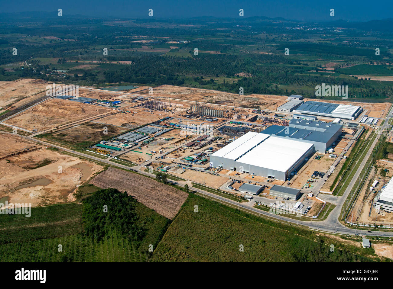 Industrial estate land development aerial view Stock Photo - Alamy