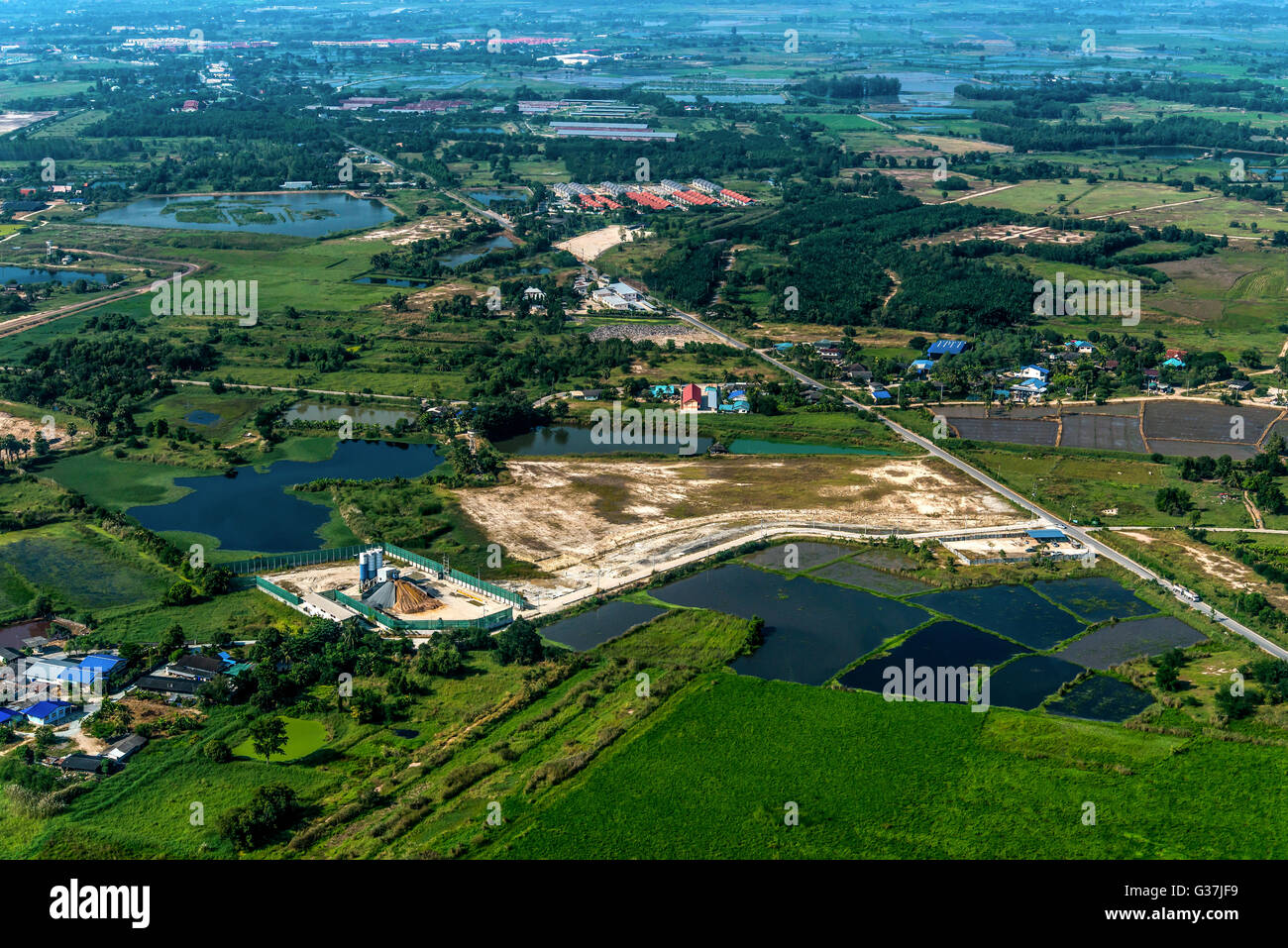 Industrial estate land development aerial top view Stock Photo - Alamy