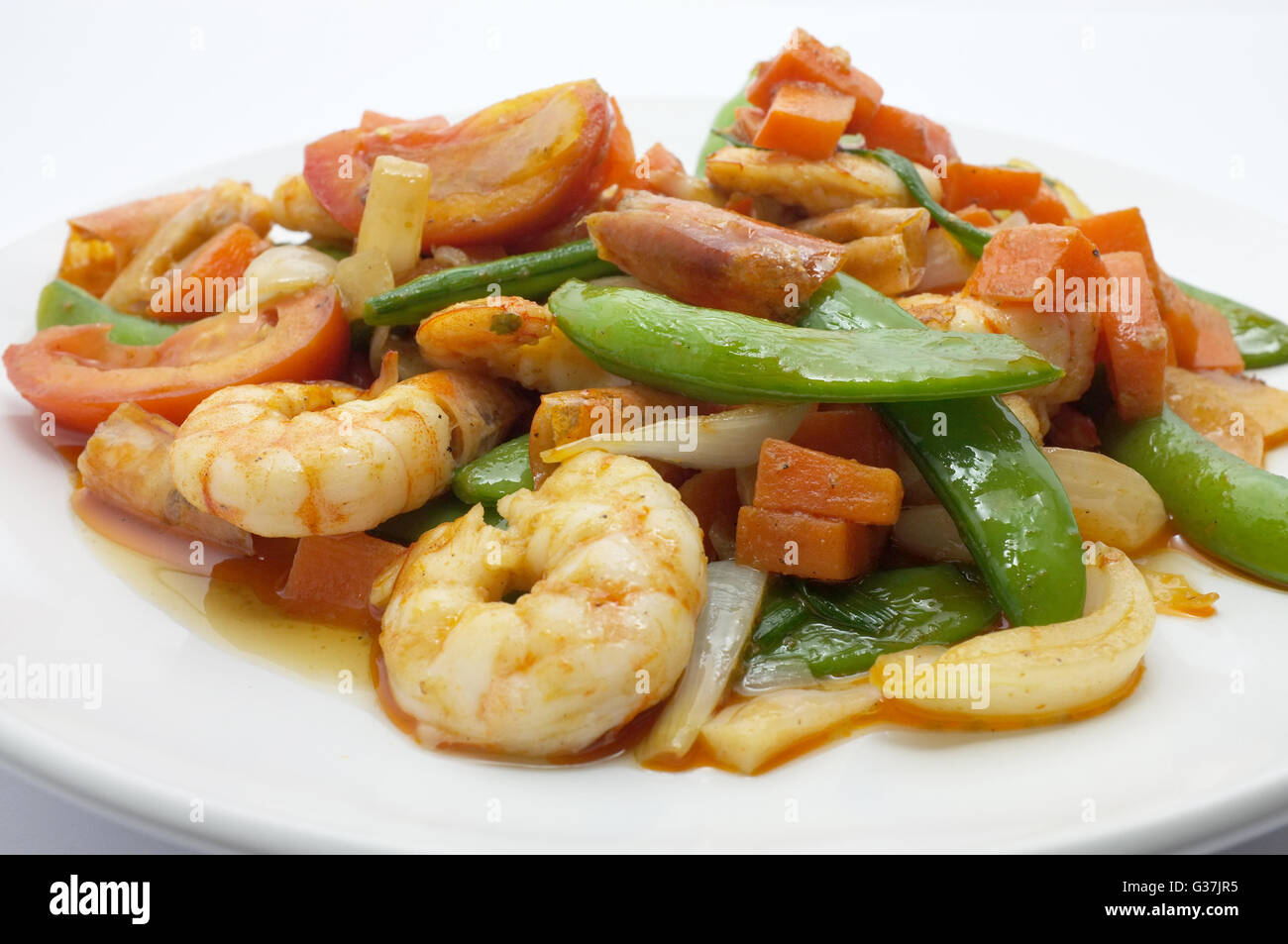 Stir fried mixed vegetable and shrimp Stock Photo - Alamy