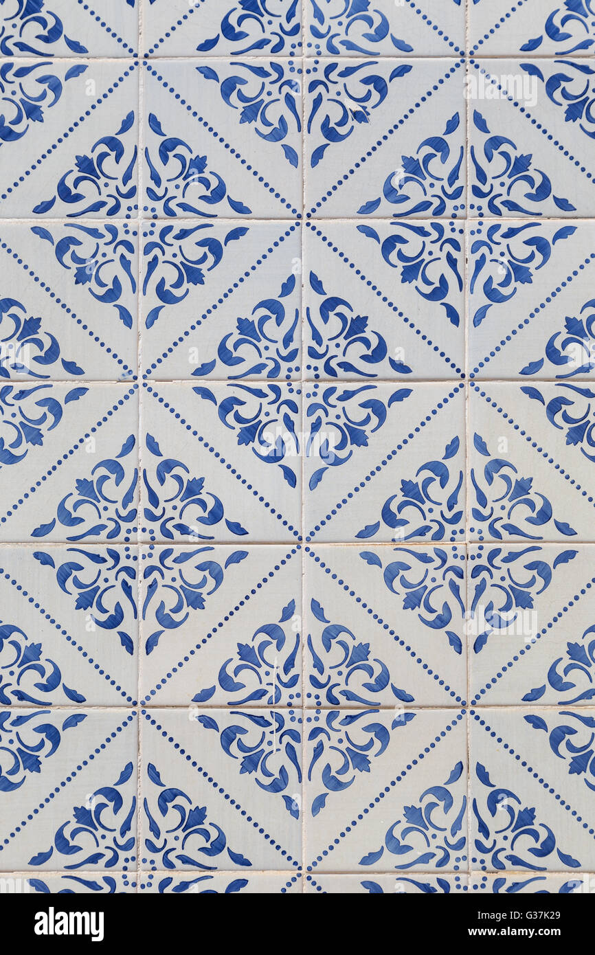 traditional azulejos tiles on facade of old house in Portugal Stock ...