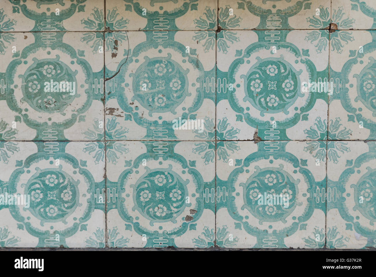 traditional azulejos tiles on facade of old house in Portugal Stock ...