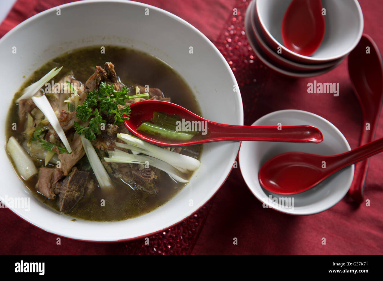 A traditional Thai dish of Sparerib and tamarind soup (tom som Stock ...
