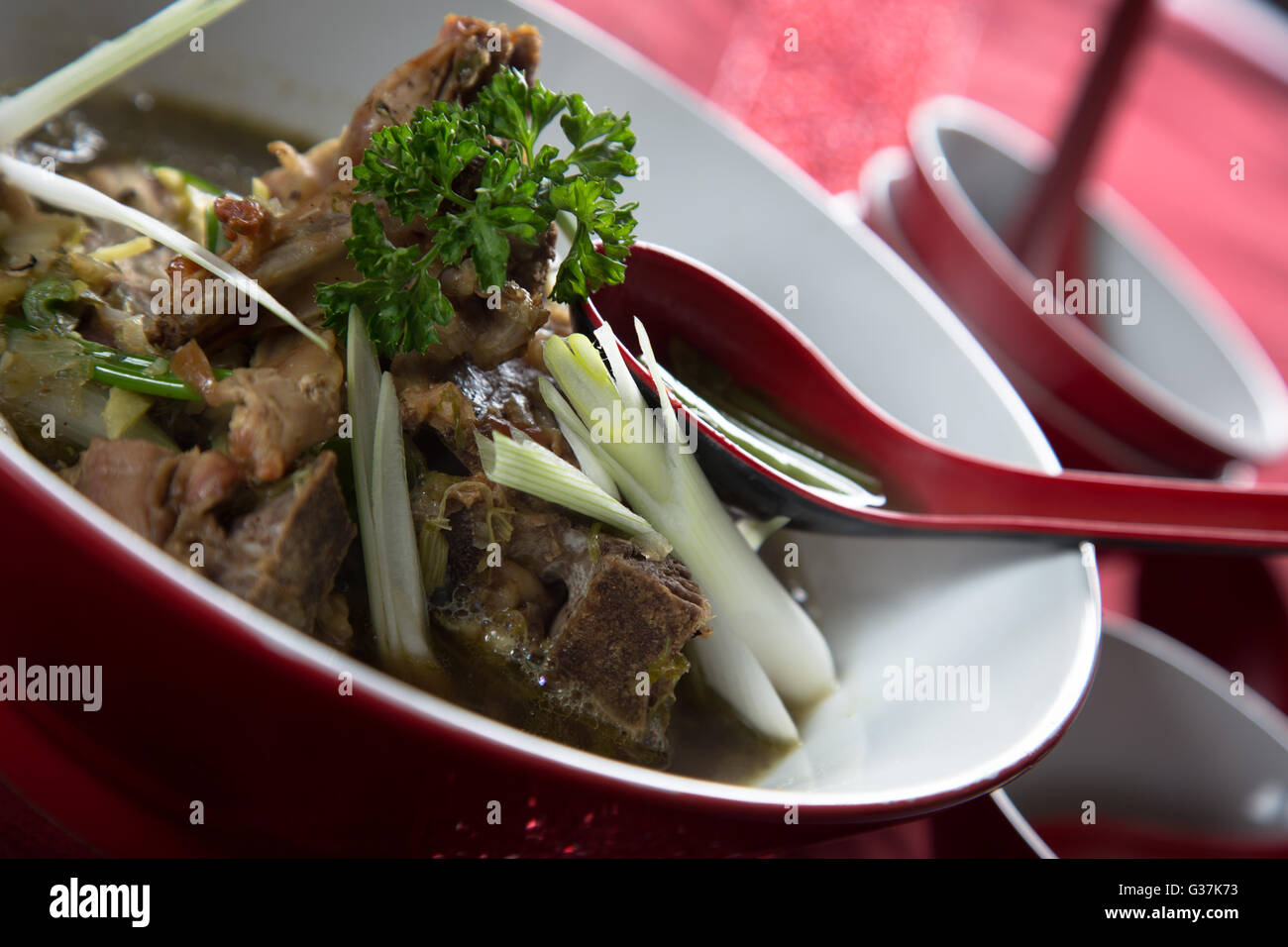 A traditional Thai dish of Sparerib and tamarind soup (tom som Stock ...