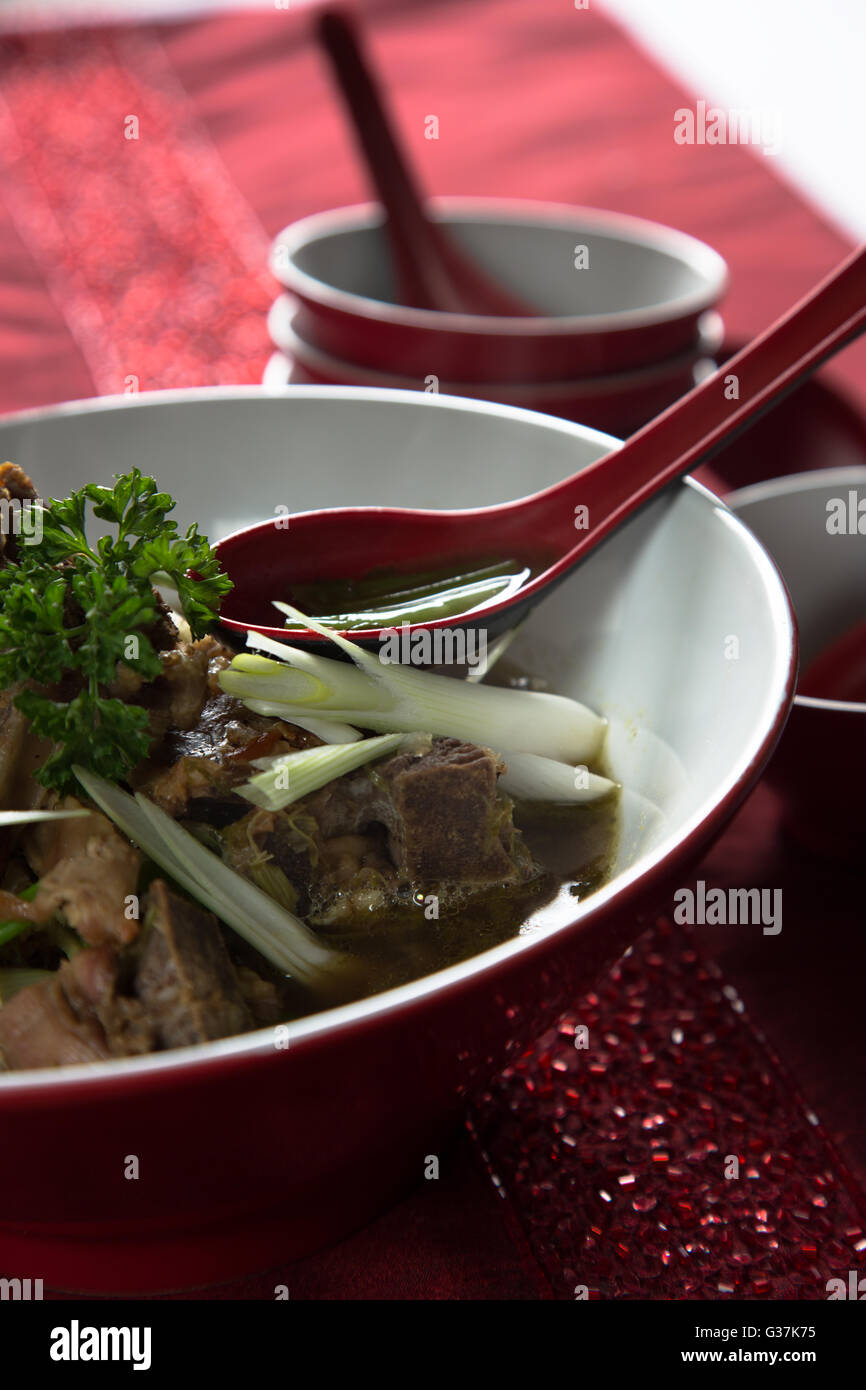 A traditional Thai dish of Sparerib and tamarind soup (tom som Stock ...