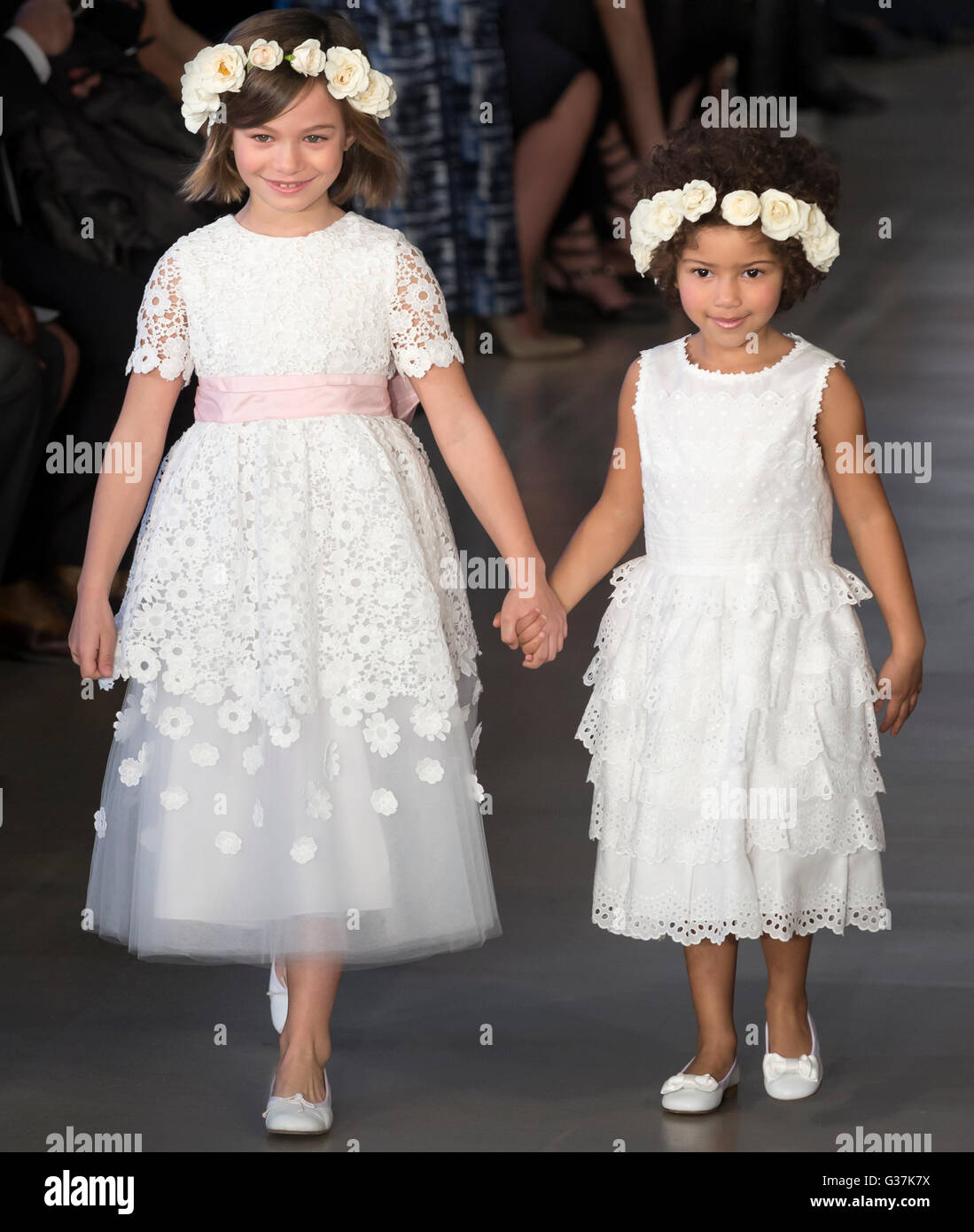 NEW YORK, NY - APRIL 15, 2016: Models walk the runway at Oscar De La ...