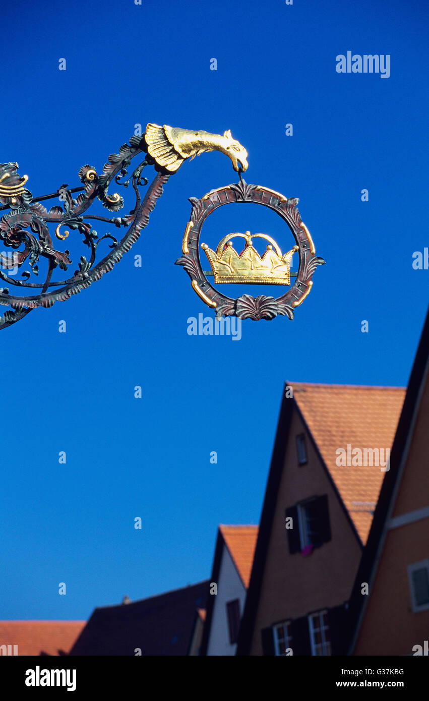 Historic Gilded Wrought Iron Sign, Dinkelsbuhl, Bavaria Germany Stock ...