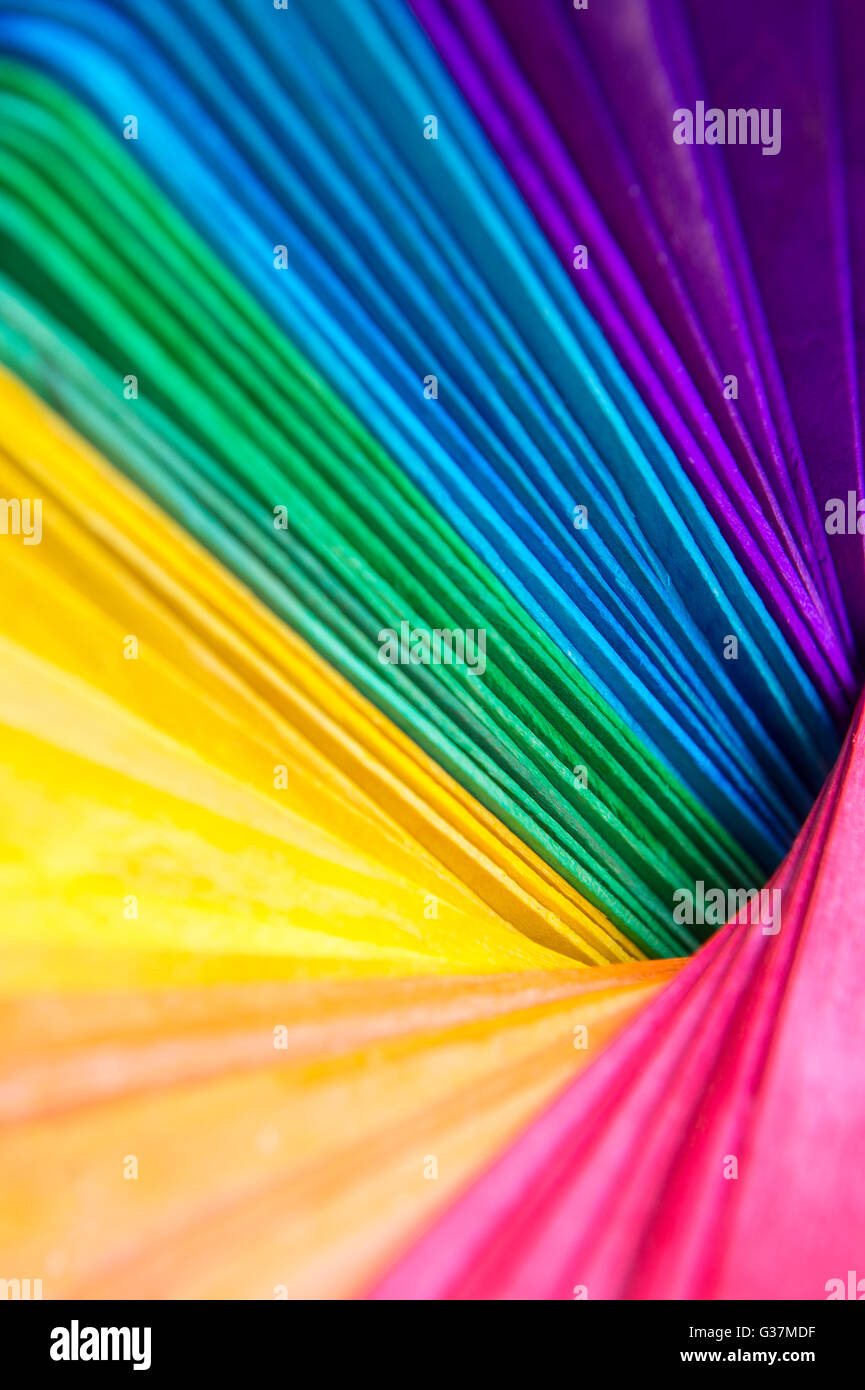 Abstract rainbow spectrum background on textured layered wood Stock ...