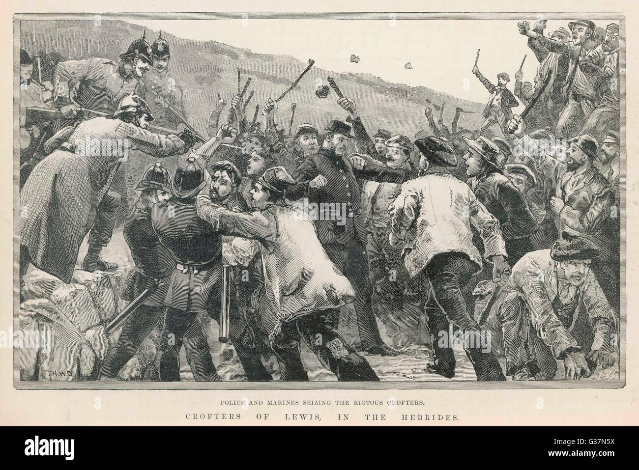 The crofters of Lewis, in the Hebrides, riot against enclosures by ...