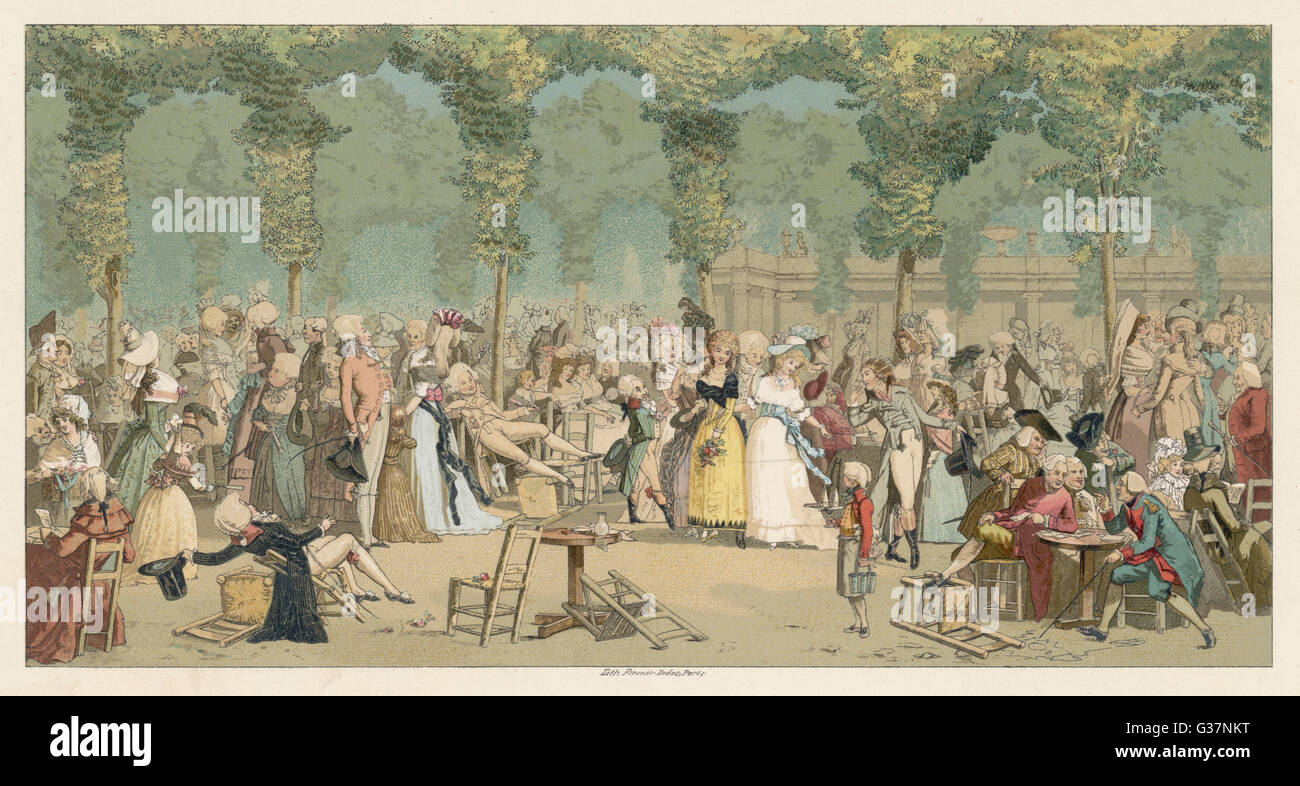 The fashionable crowd meeting and gossiping in the gardens of the ...