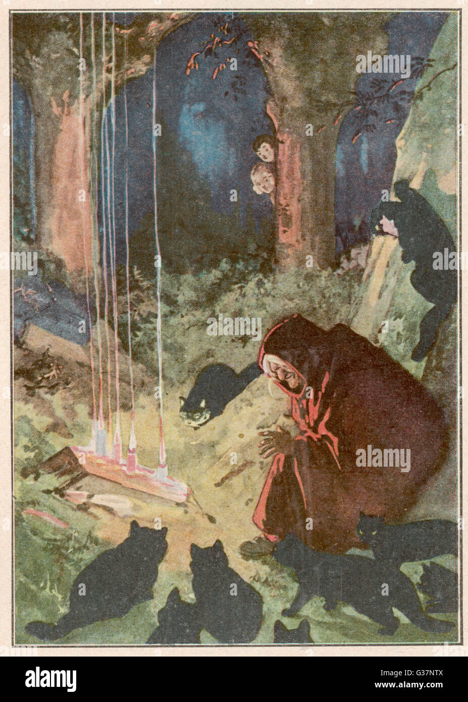 Witch in Woods Working her Spells Stock Photo - Alamy