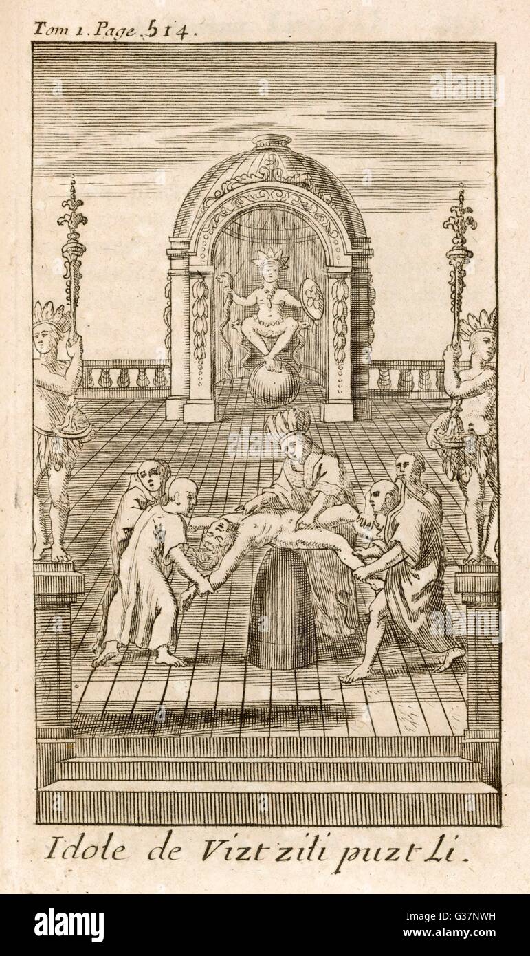 Mexican Priests Sacrifice Victims to Huitzilopochtli Stock Photo - Alamy