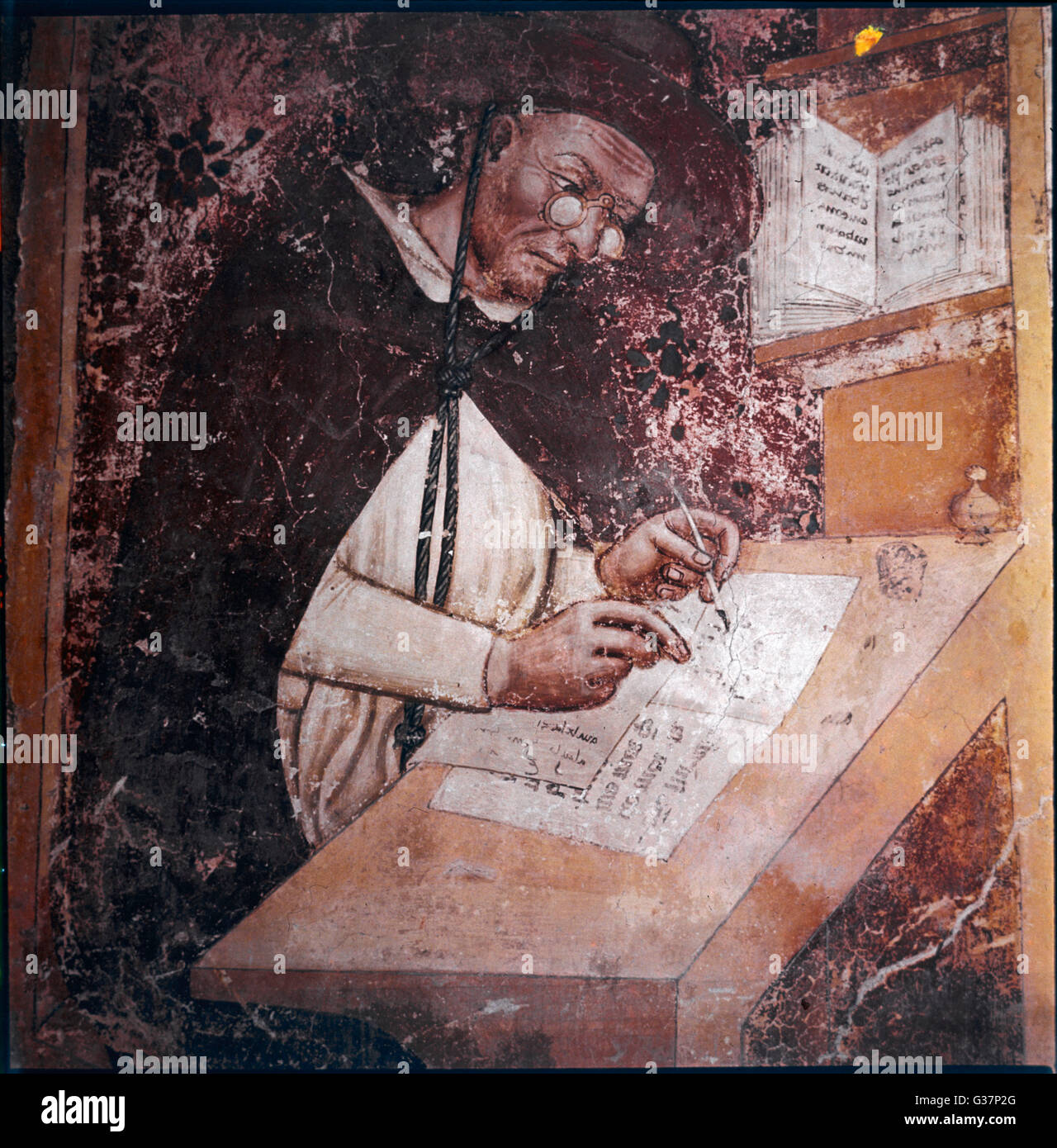 Monk copying manuscript hi-res stock photography and images - Alamy