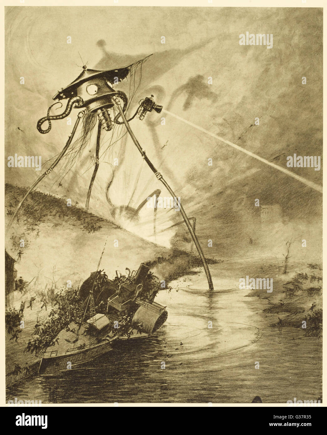 'THE WAR OF THE WORLDS' The Martian fighting-machines in the Thames ...