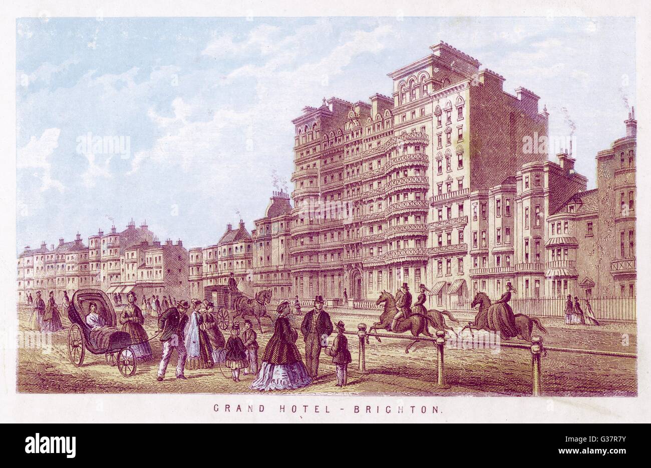 General view of the Grand Hotel and street scene Date: 1855 Stock Photo ...