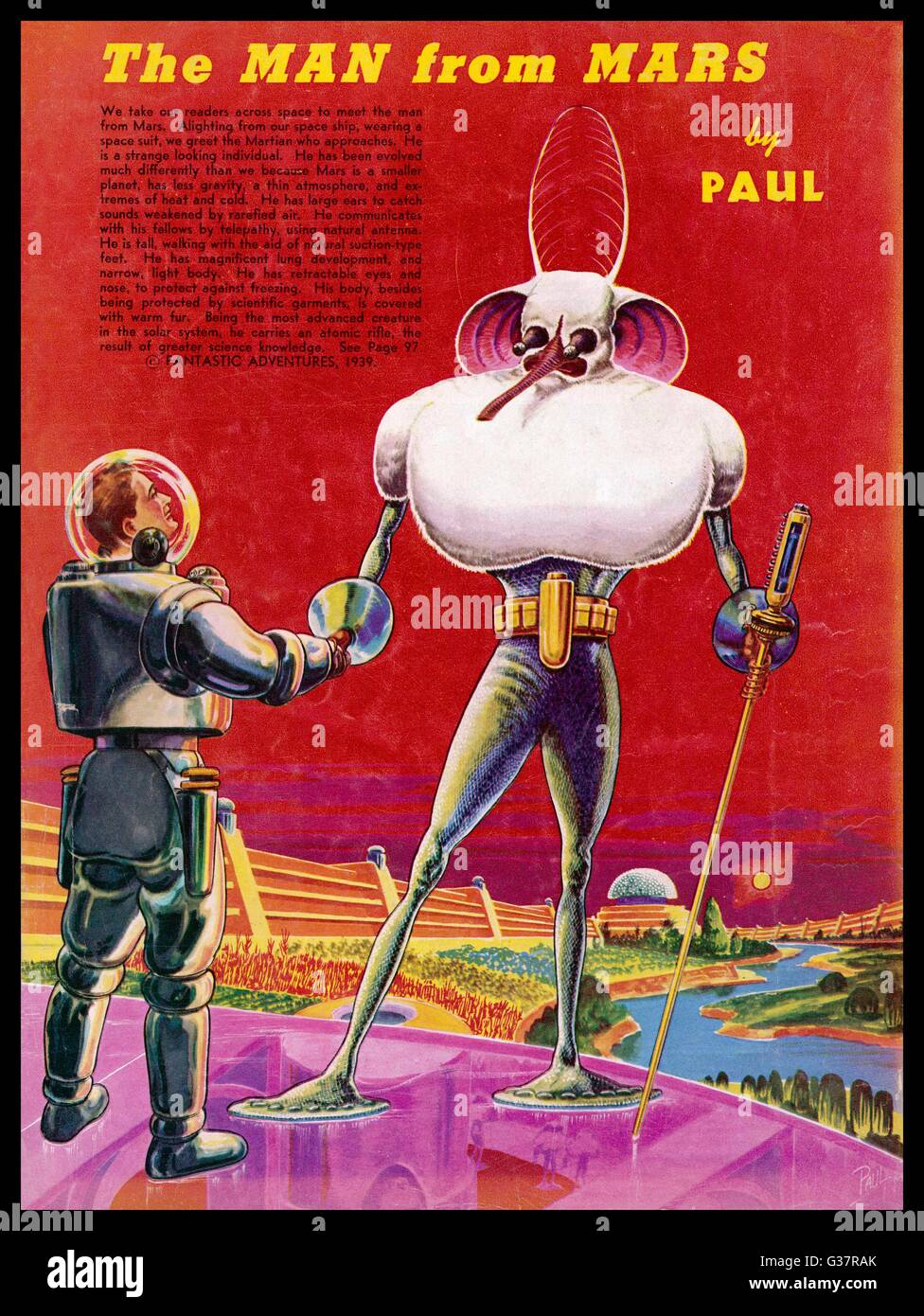 Encounter between an Earthman and a Martian Date: 1939 Stock Photo - Alamy