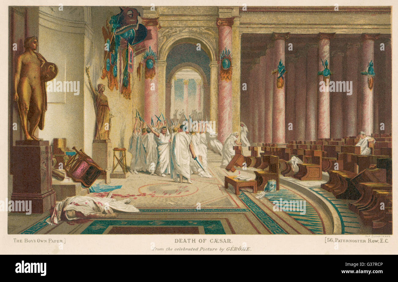 Julius Caesar is assassinated in the Senate by Brutus and his ...