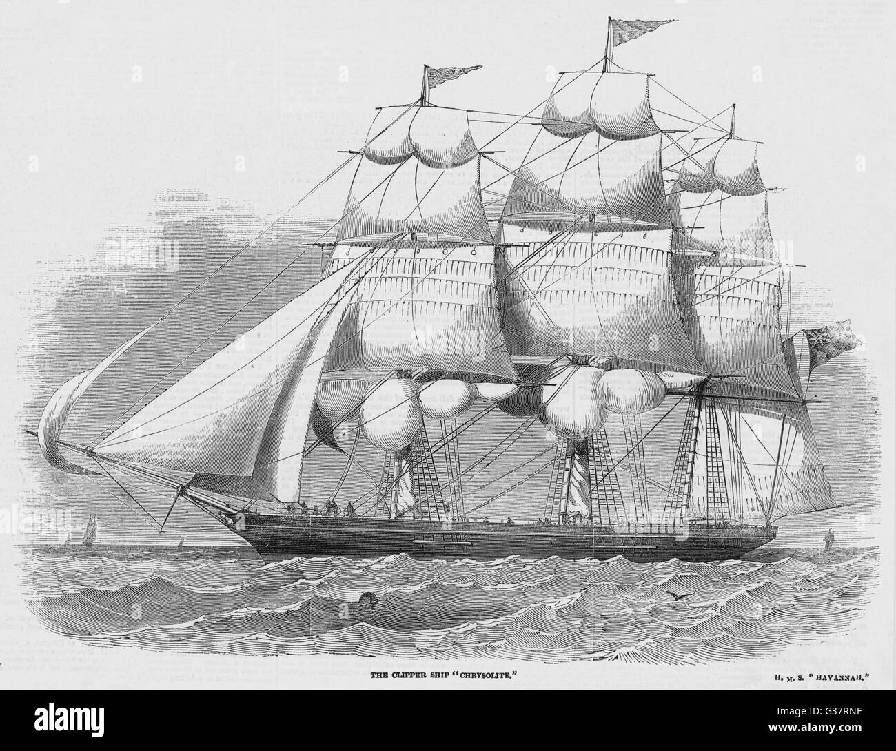 Clipper Ships Black and White Stock Photos & Images - Alamy