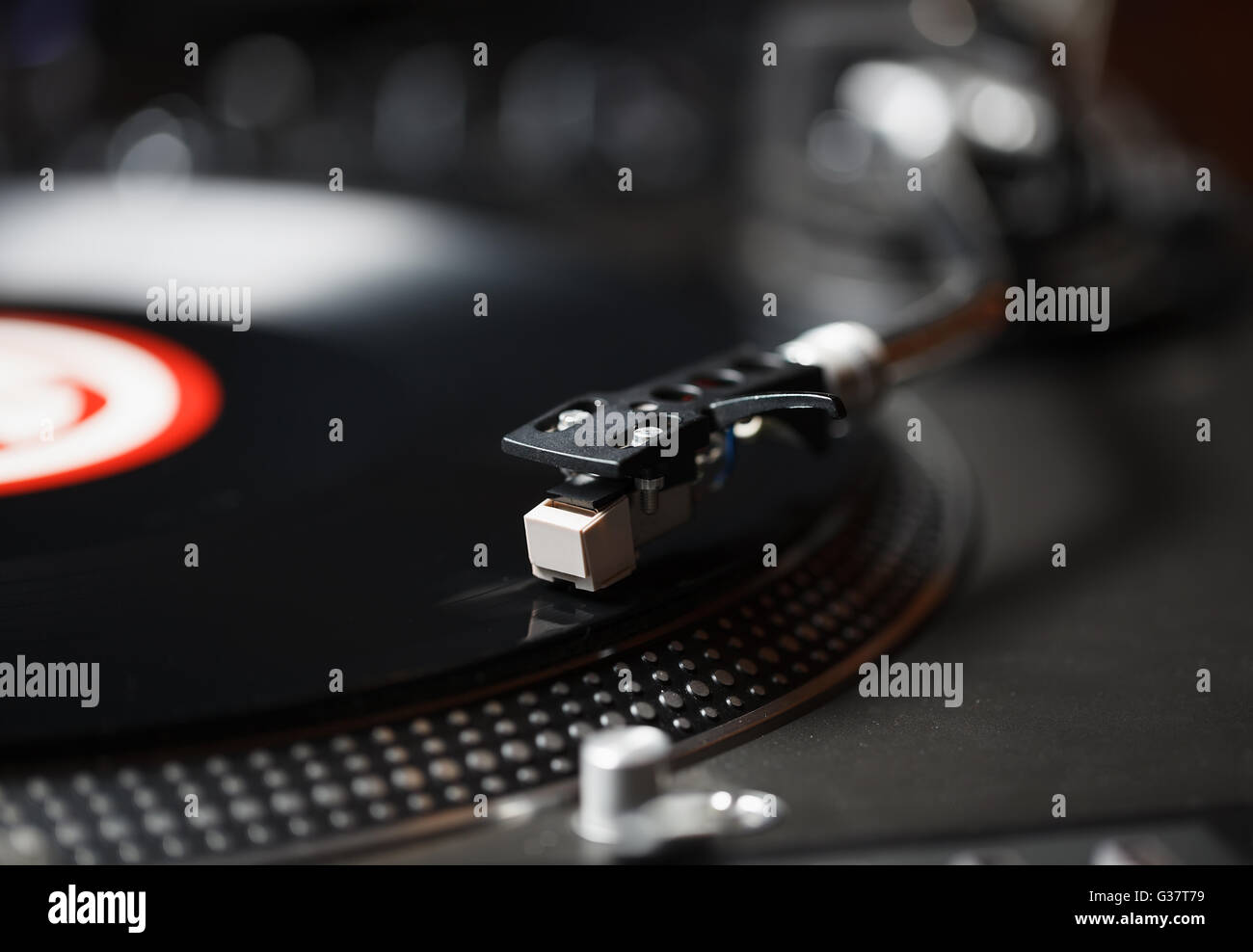 Turntable vinyl record player, analog sound technology for DJ playing ...