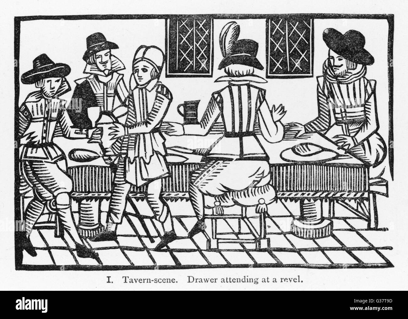 Men drinking in an English tavern Date: circa 1600 Stock Photo - Alamy