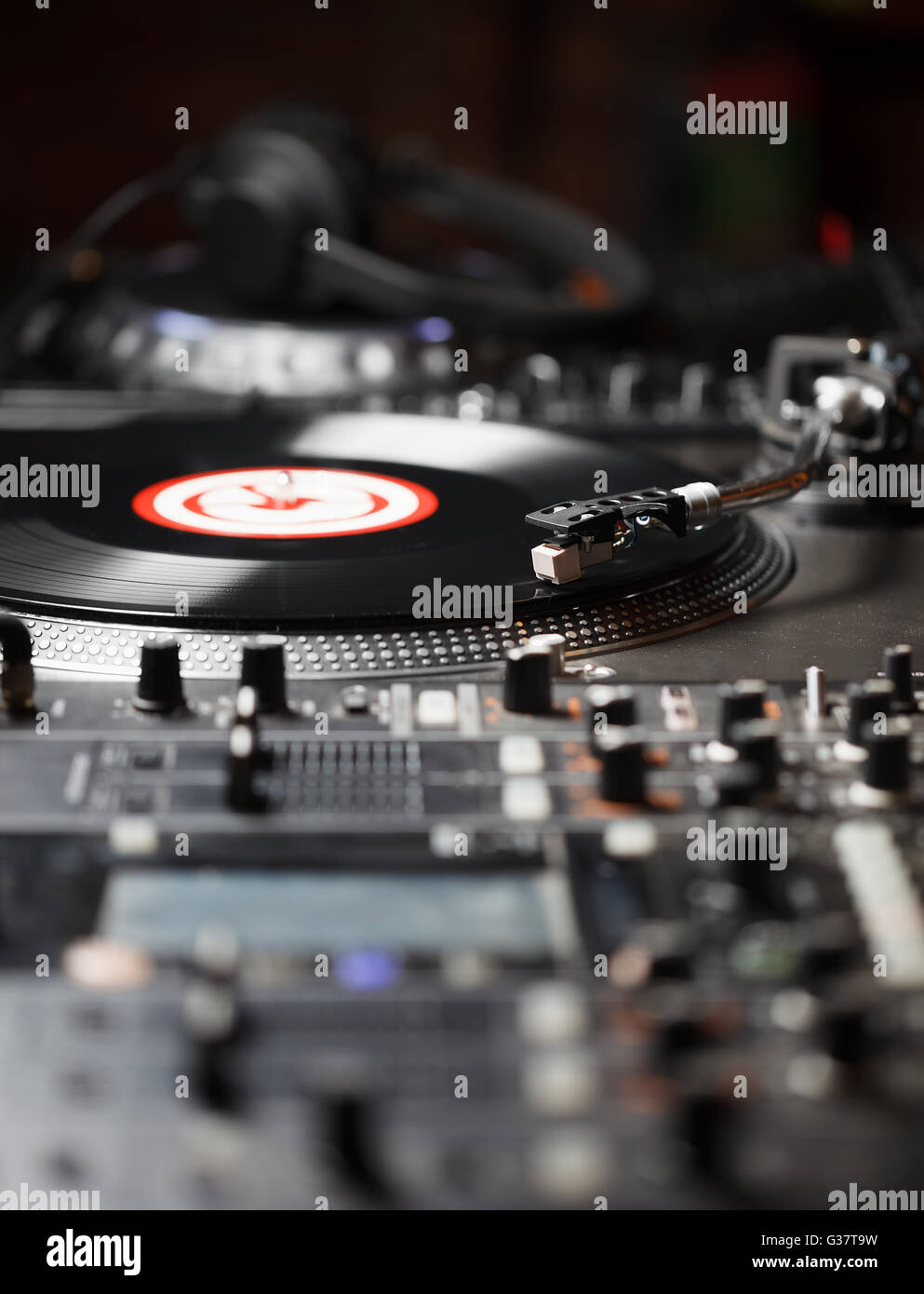 Turntable vinyl record player, analog sound technology for DJ playing ...