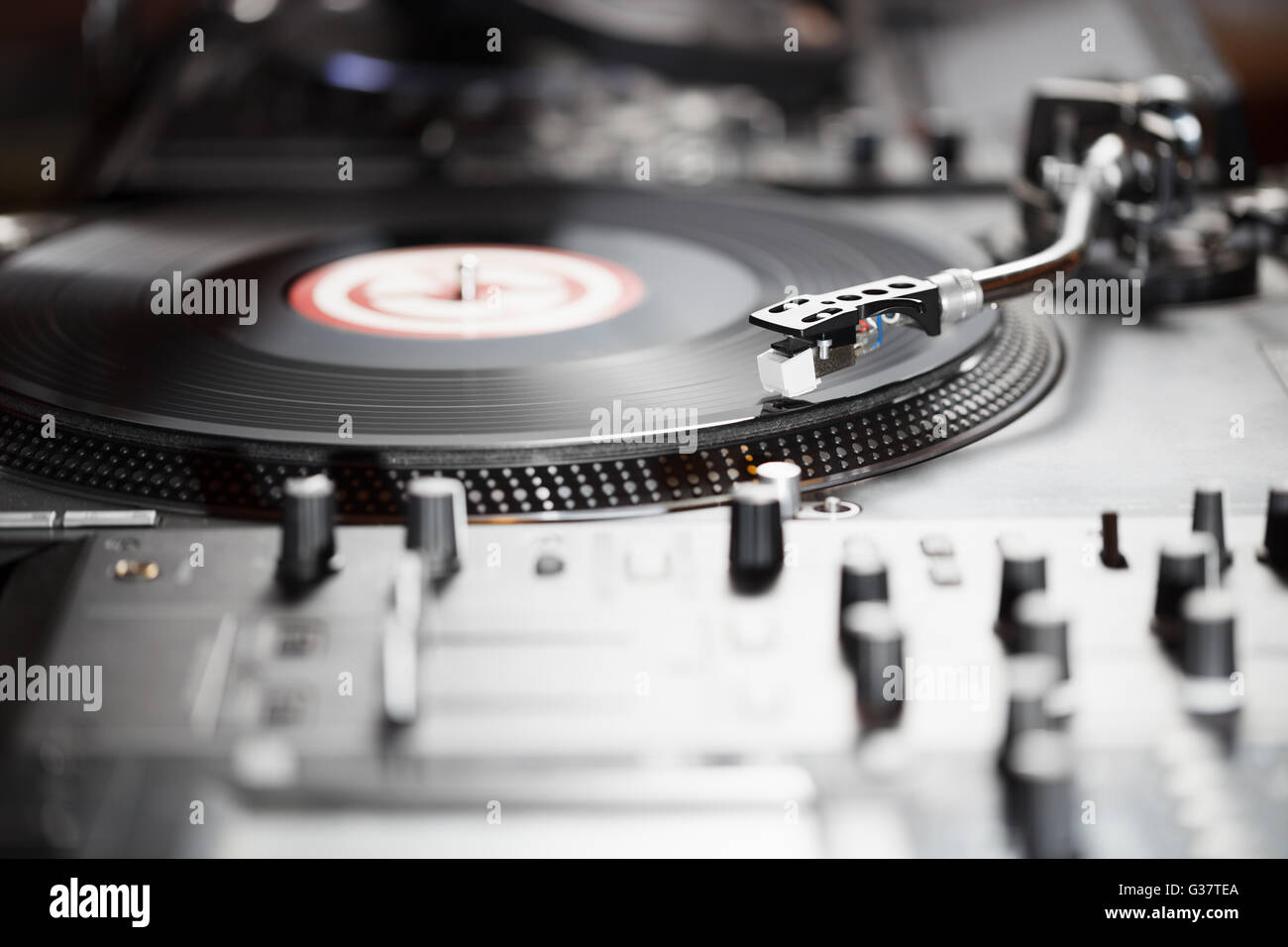 Turntable vinyl record player, analog sound technology for DJ playing ...