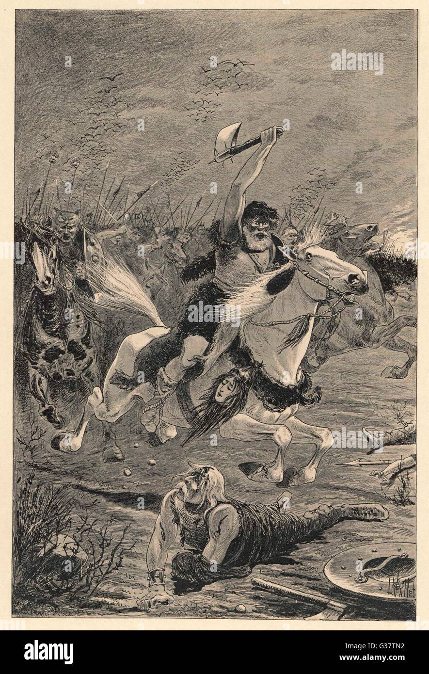HUNS - Huns on horseback on the attack Stock Photo - Alamy