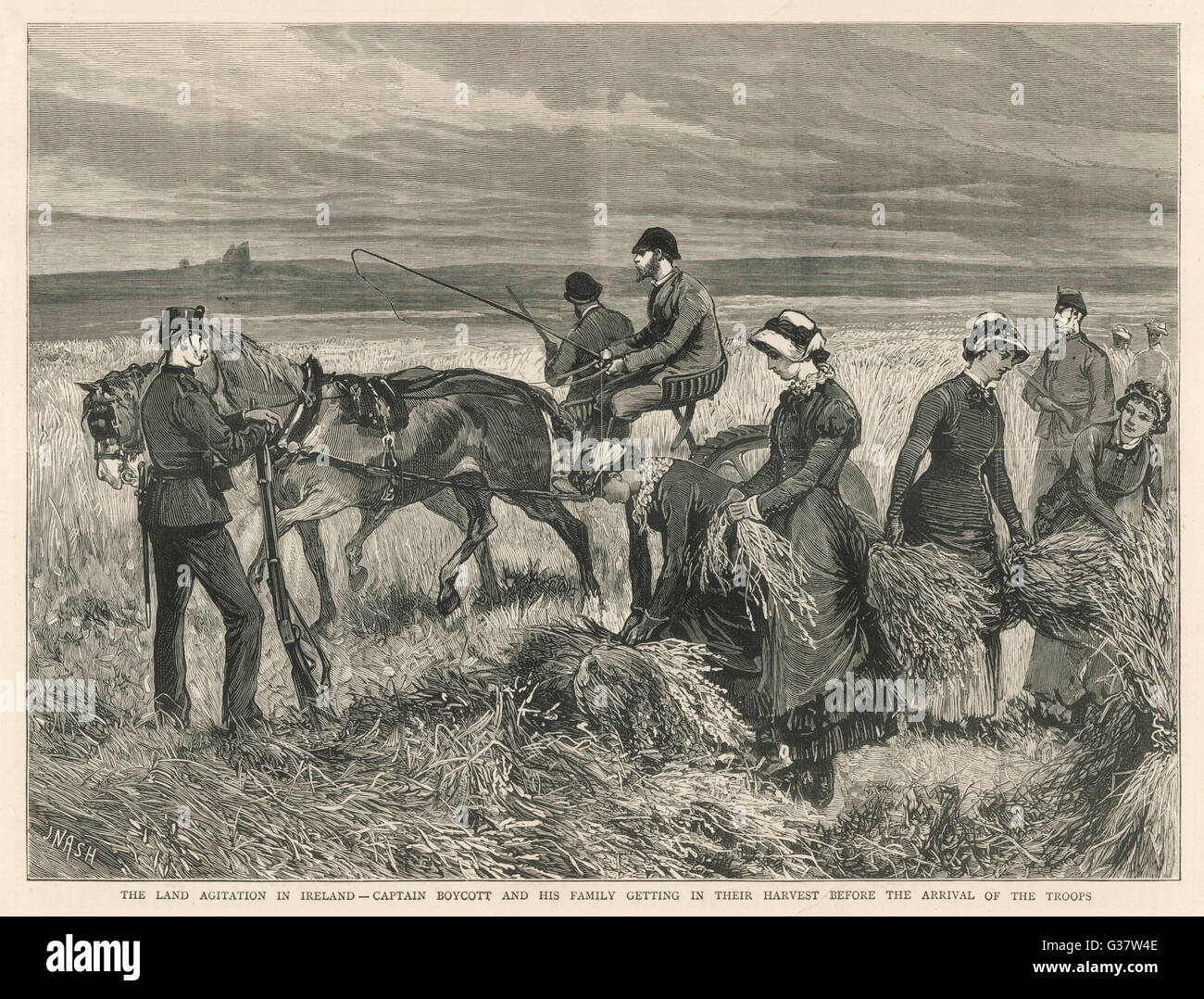 CAPTAIN BOYCOTT harvests his corn crop under police protection, despite ...