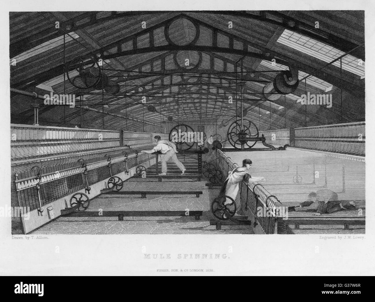 Spinning mule machine Black and White Stock Photos & Images - Alamy