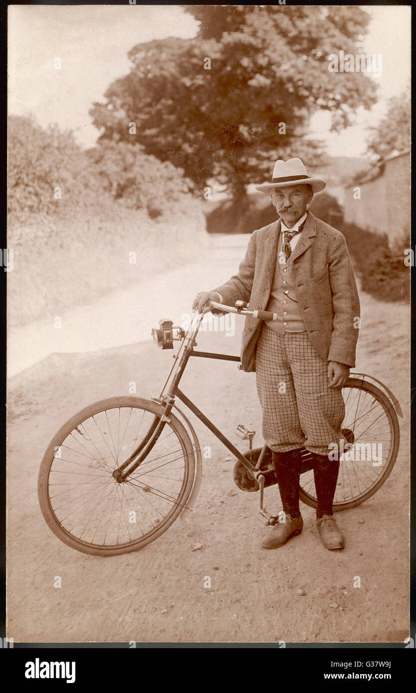 THOMAS HARDY writer and cyclist, at his home at Max Gate, early 1920s ...