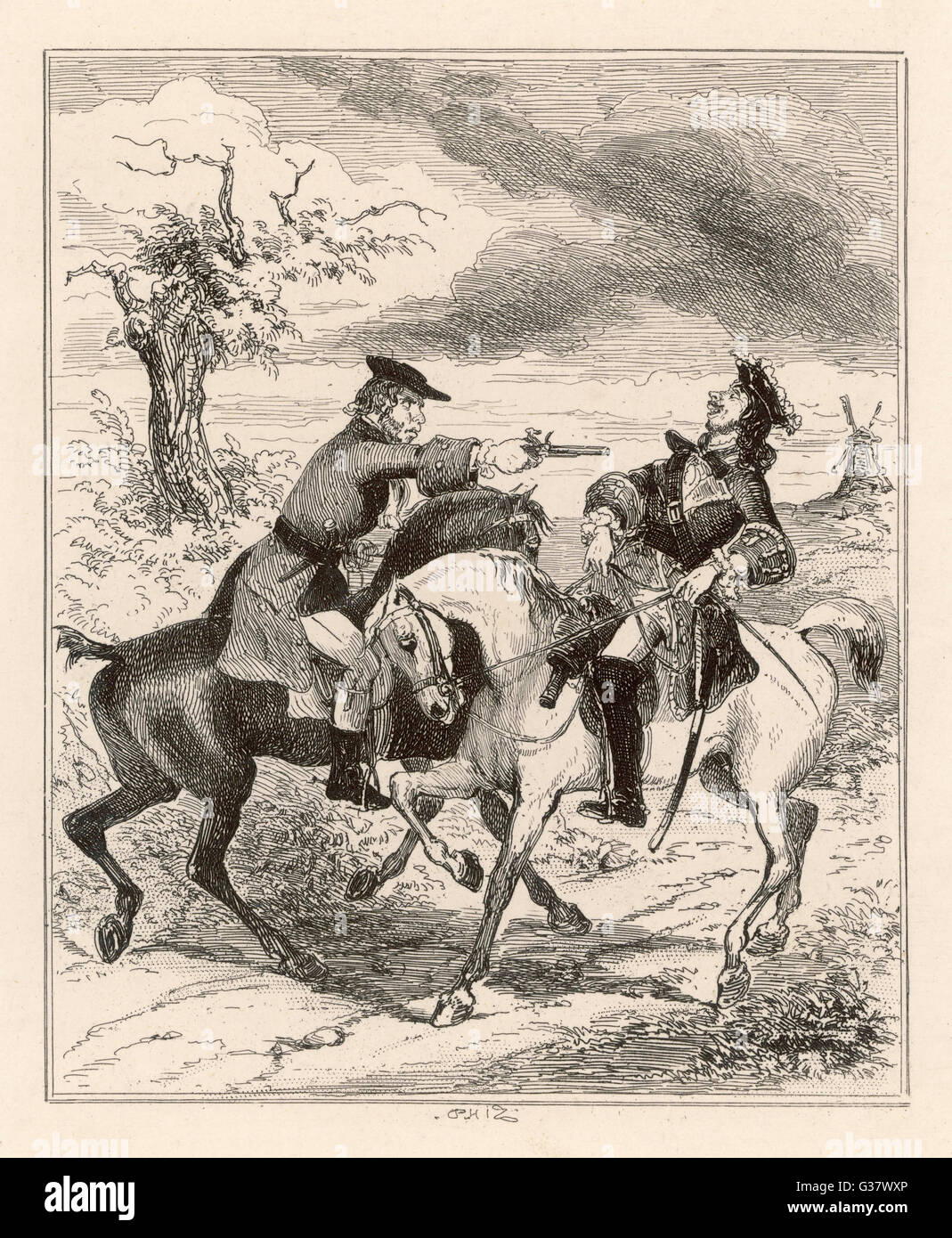 Dick Turpin holds up fellow highwayman Tom King. Date: Eighteenth ...