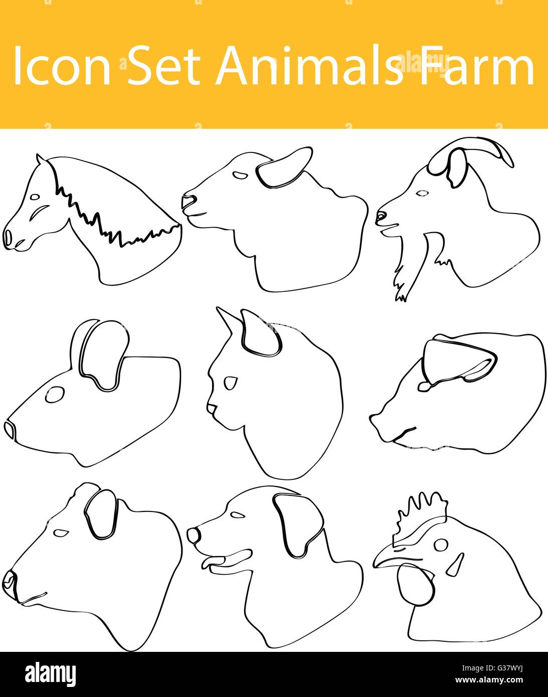 Icon Set Animals Farm with 9 icons for the creative use in graphic ...