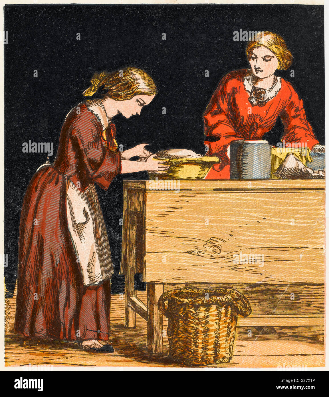 GIRL COOKING, 1867 Stock Photo - Alamy