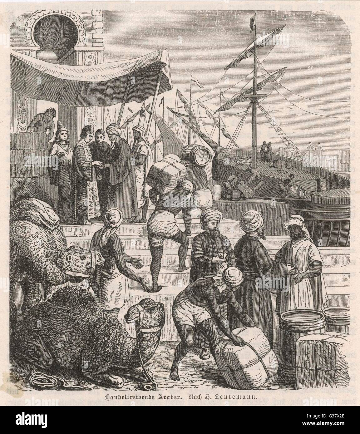 Venetians trading with Arabs in the Levant Date: circa 1400 Stock Photo ...