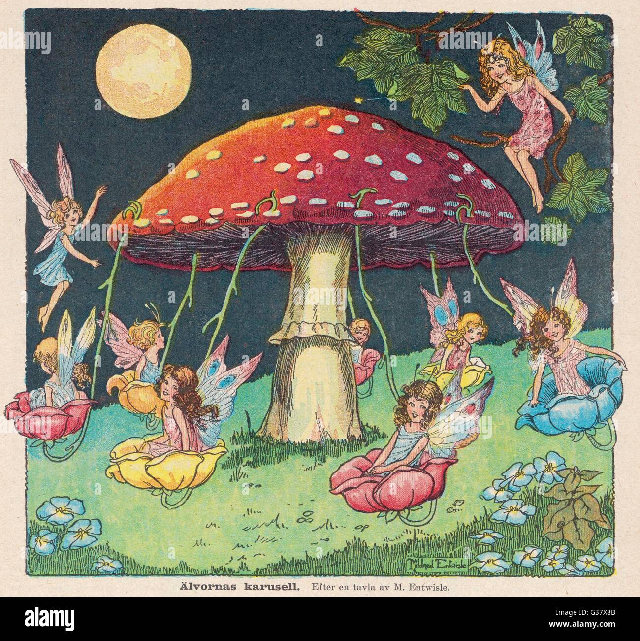 Fairies at play - a toadstool makes a convenient merry-go- round Date ...