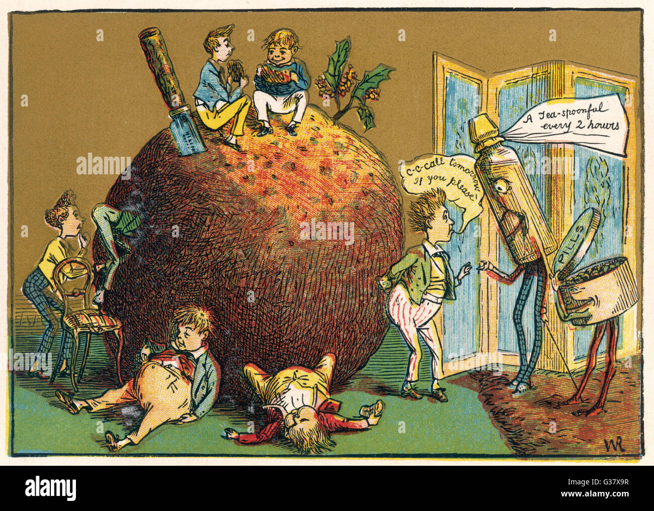 Christmas pudding...and its consequences! Date: 1874 Stock Photo - Alamy