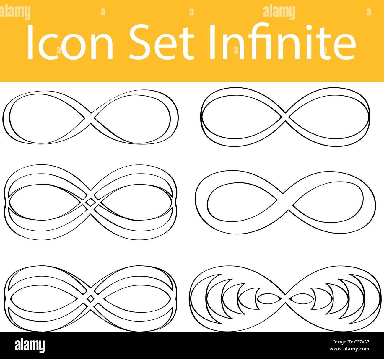 Drawn Doodle Lined Icon Set Infinite with 6 icons for the creative use ...