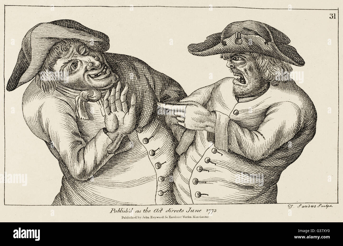 Two men engaged in an argument-one manifesting anger, the other trying ...