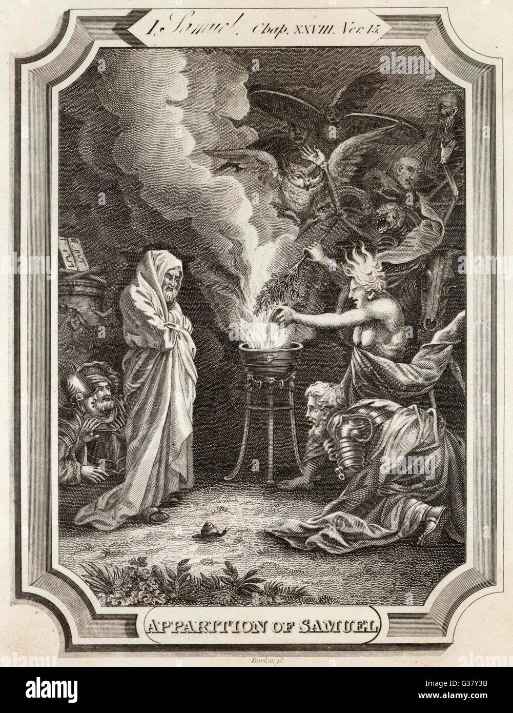 Summoning the dead: the Witch of Endor and Samuel's spirit Stock Photo ...
