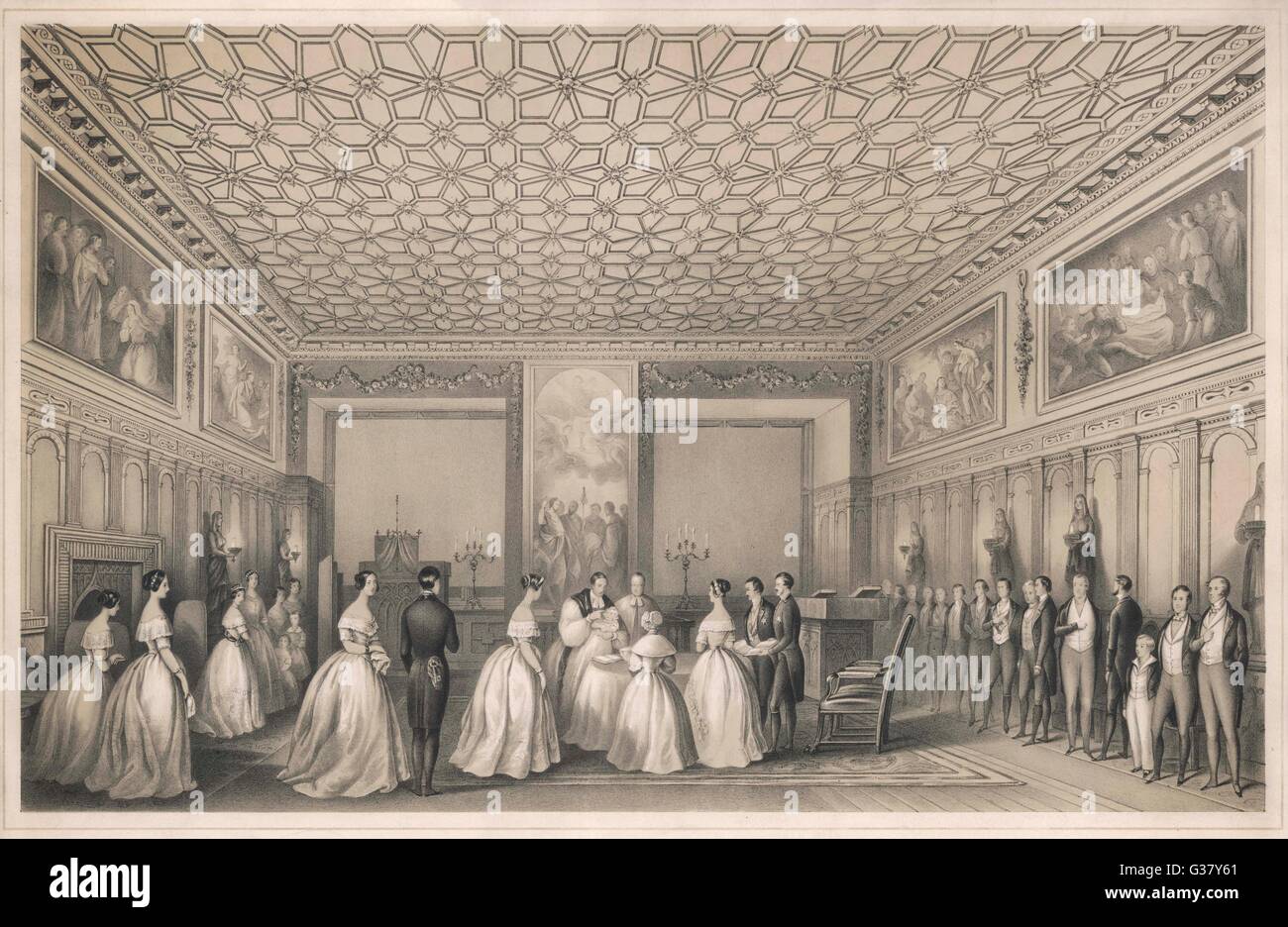 Queen Victoria at the christening of Victoria Cecil 1866 Stock Photo ...