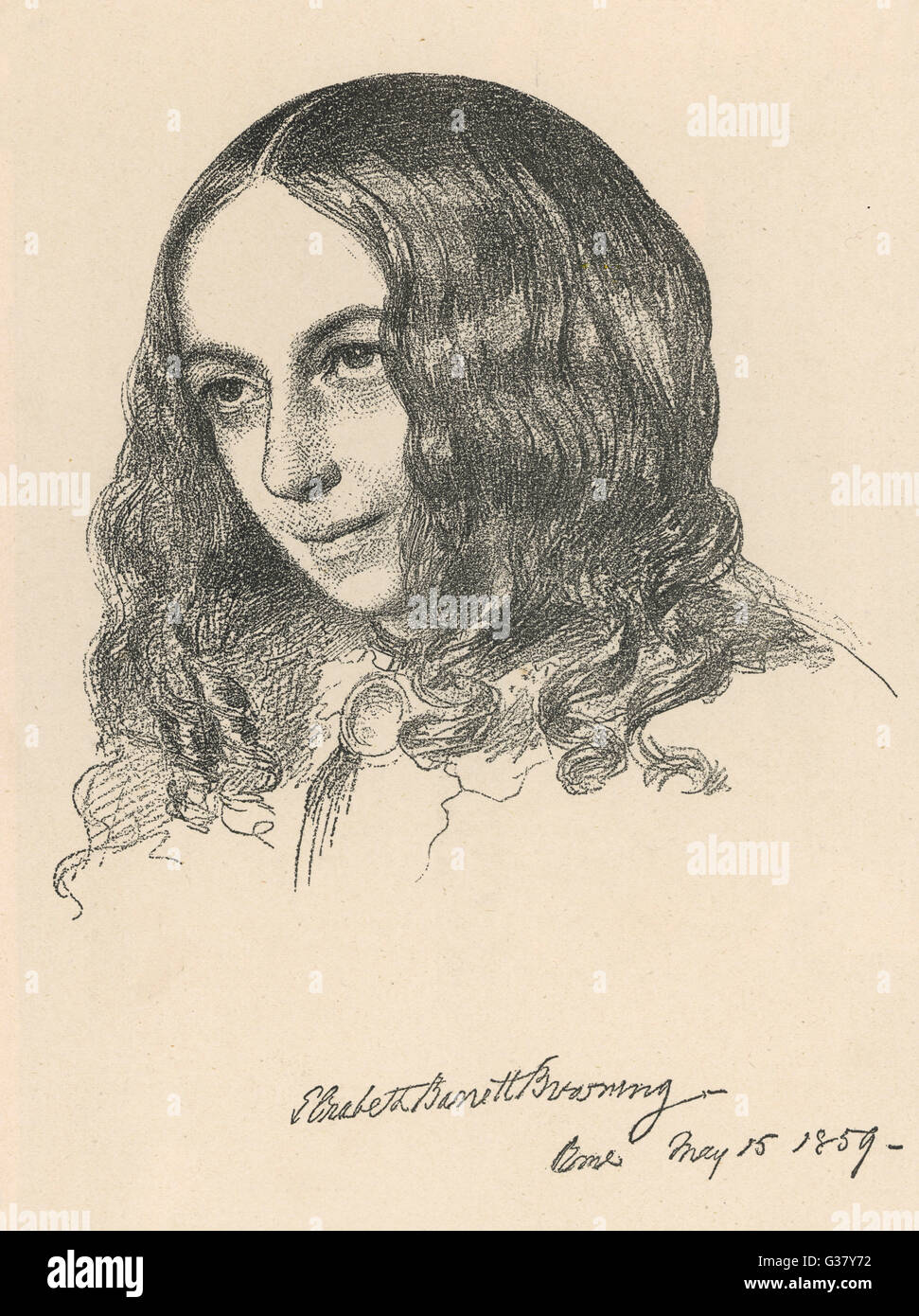 Elizabeth Barrett Browning, 1859 Stock Photo - Alamy