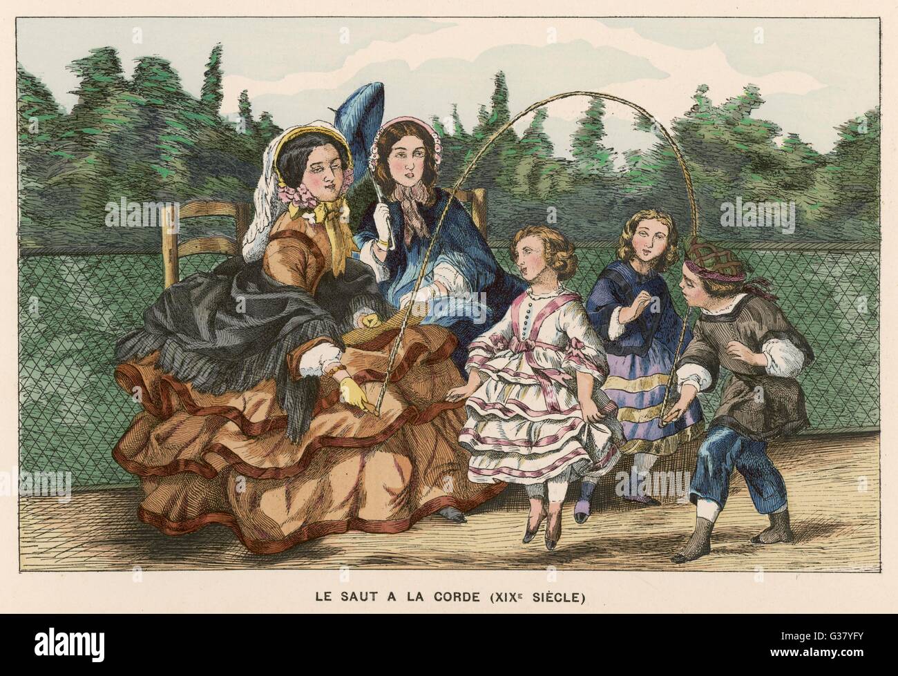Children skipping, circa 1850 Stock Photo - Alamy