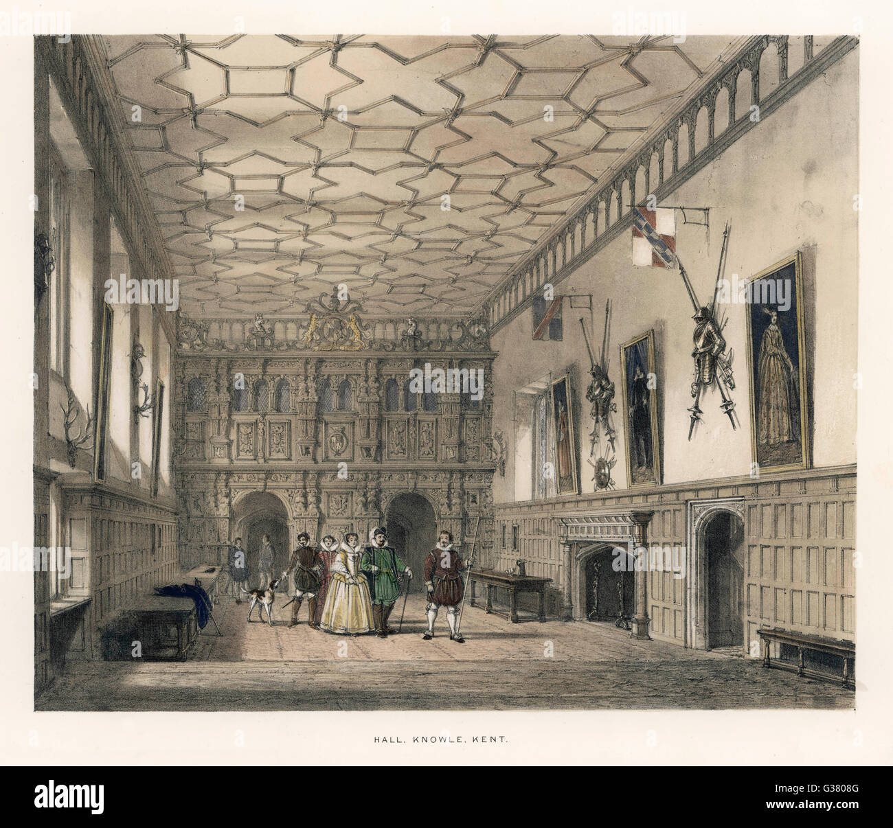 A group of aristocrats in the Hall at Knole, Kent Stock Photo - Alamy