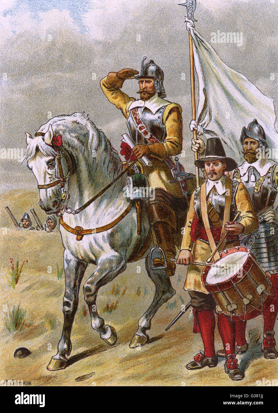 English soldiers of the Commonwealth era - cavalryman, drummer ...