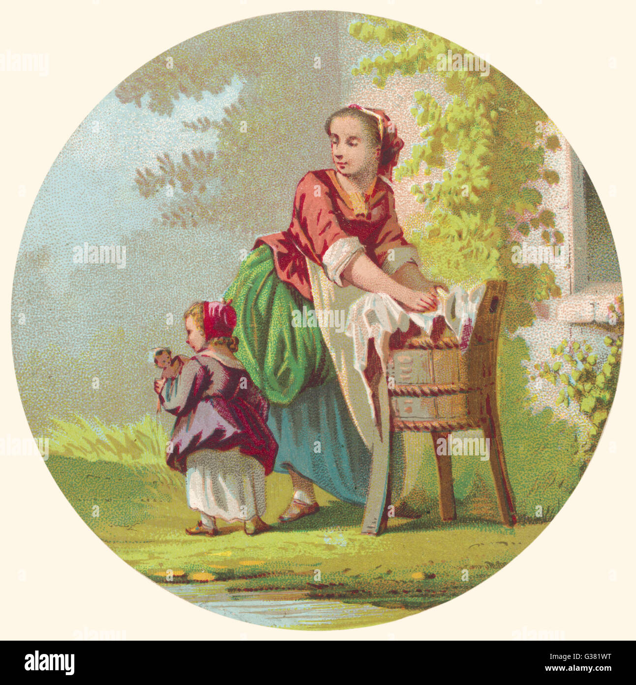 Hand washing laundry 19th century High Resolution Stock Photography and ...